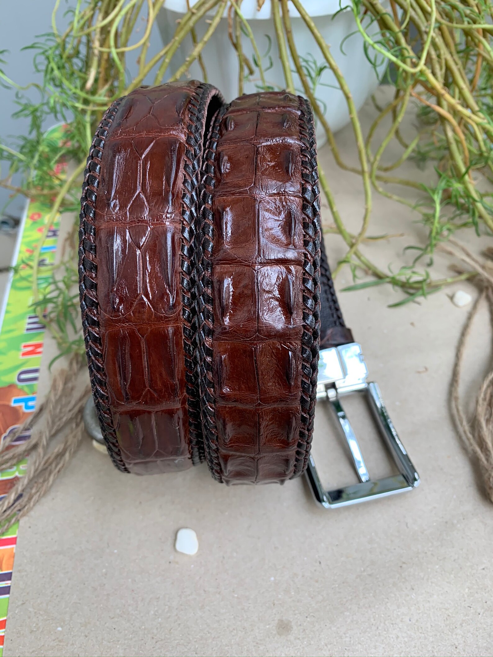 Brown Genuine alligator skin belts men strap width 4cm | Etsy