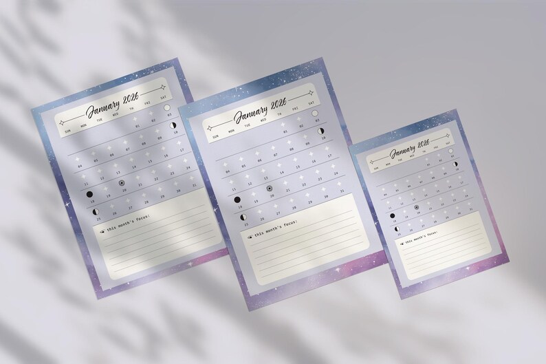 January 2026 Moon Calendar Printable | Moon Phases Planner PDF | Zodiac ...