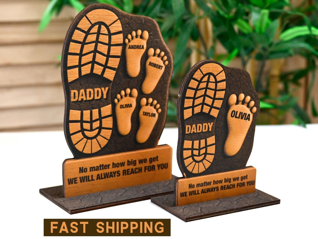 Personalized Footprints Sign Gift for Fathers Day Gift, Wood Sign for ...