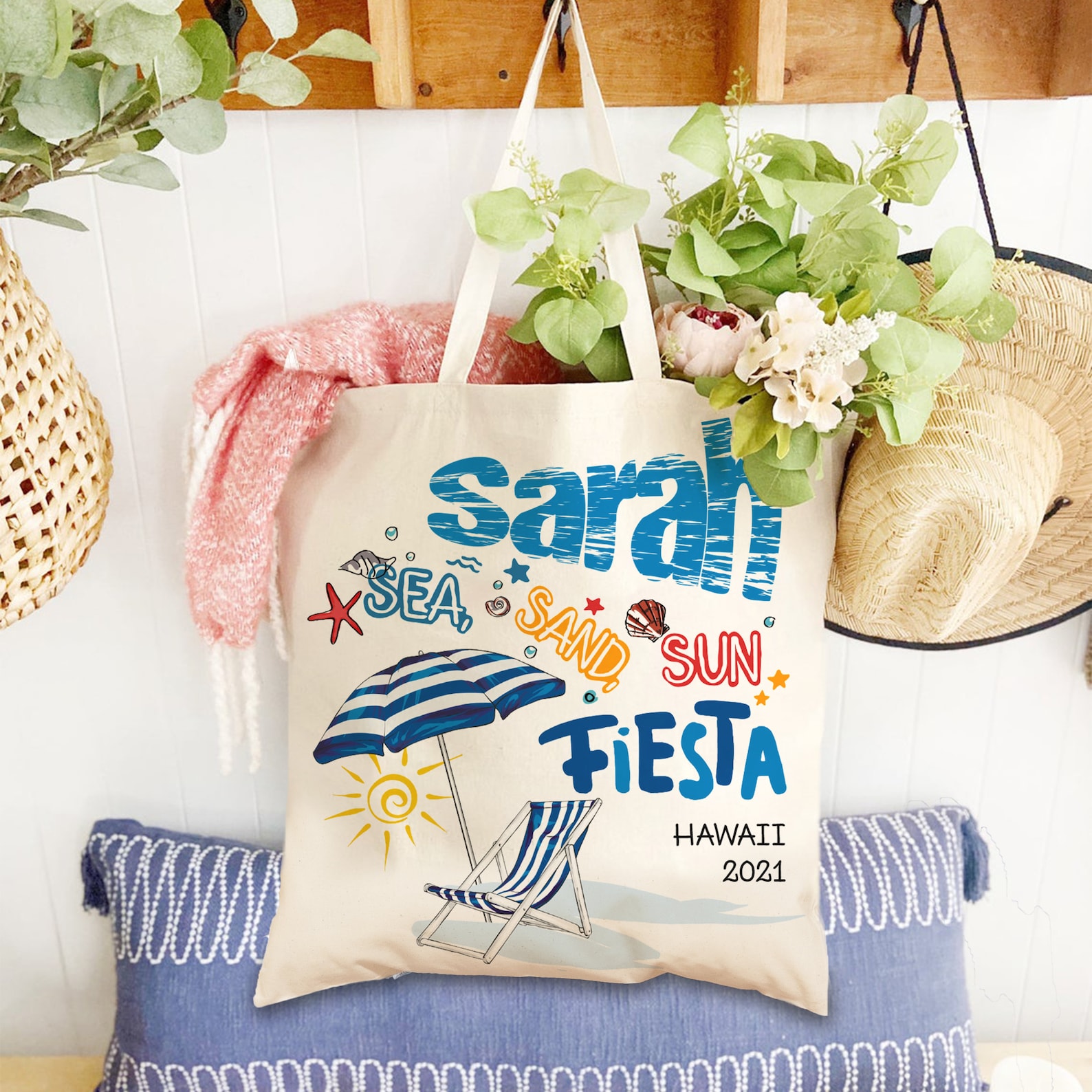 Personalized Beach Tote Bag for Women/girl W/name & Text - Etsy