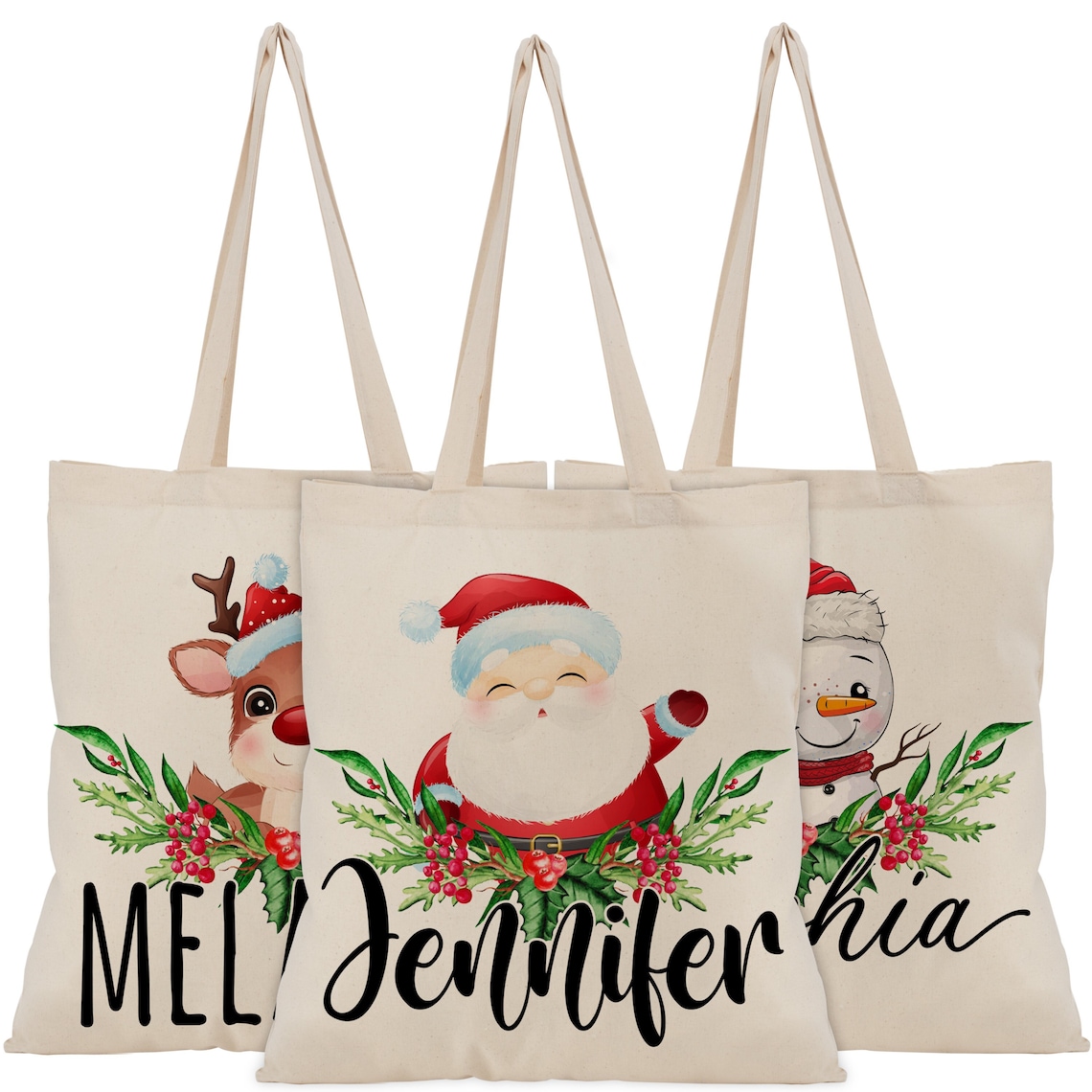 Personalized Christmas Tote Bags Custom Xmas/noel Totes Bag - Etsy