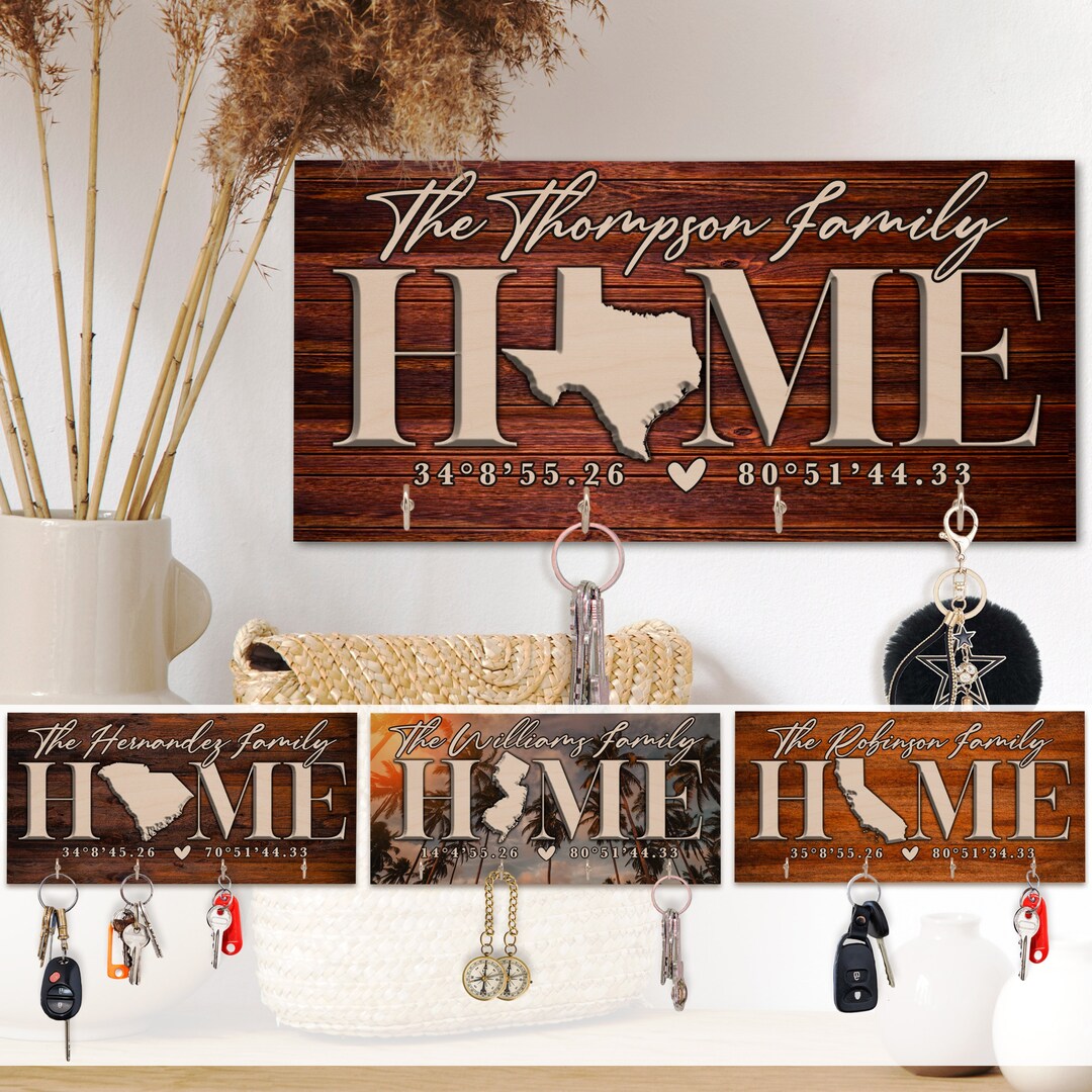 Personalized Key Holder for Family Gift, Custom Key Hook Wall Mount ...