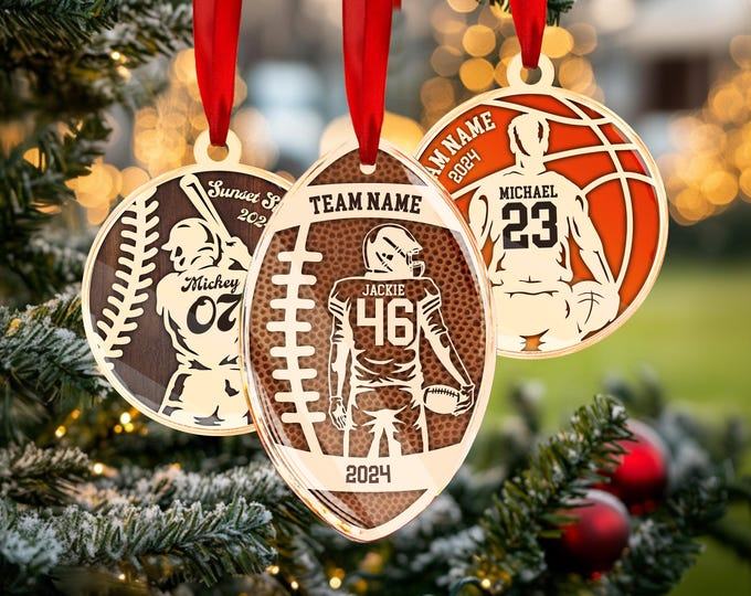 Personalized Football Christmas Ornament | Personalized Little League ...