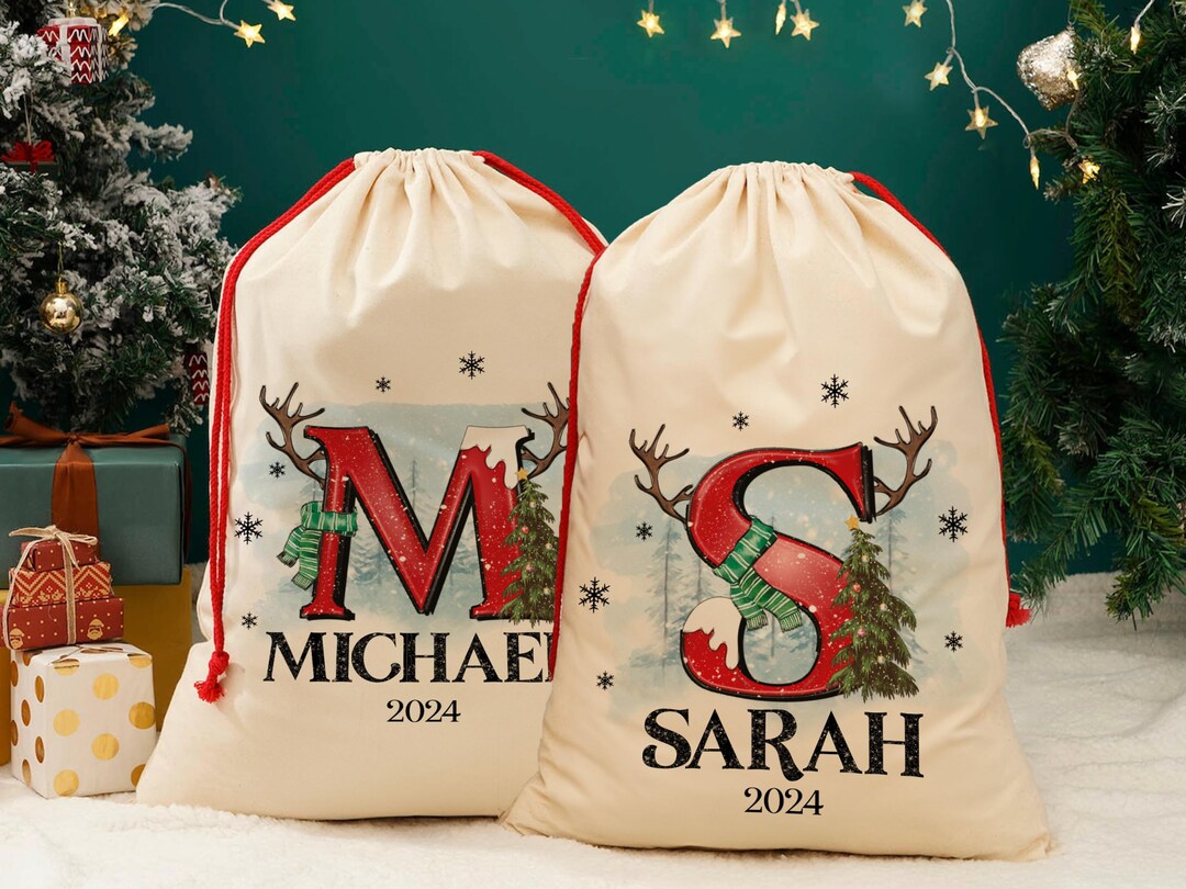 Custom Large Santa Sack Bags, Christmas Santa Gift Bag, Christmas Eve ...