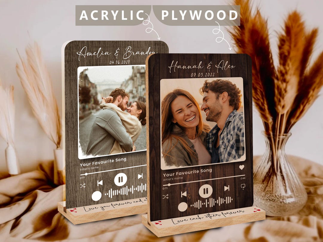 Personalized Photo Couple Music Plaque With Stand, Custom Photo Song ...