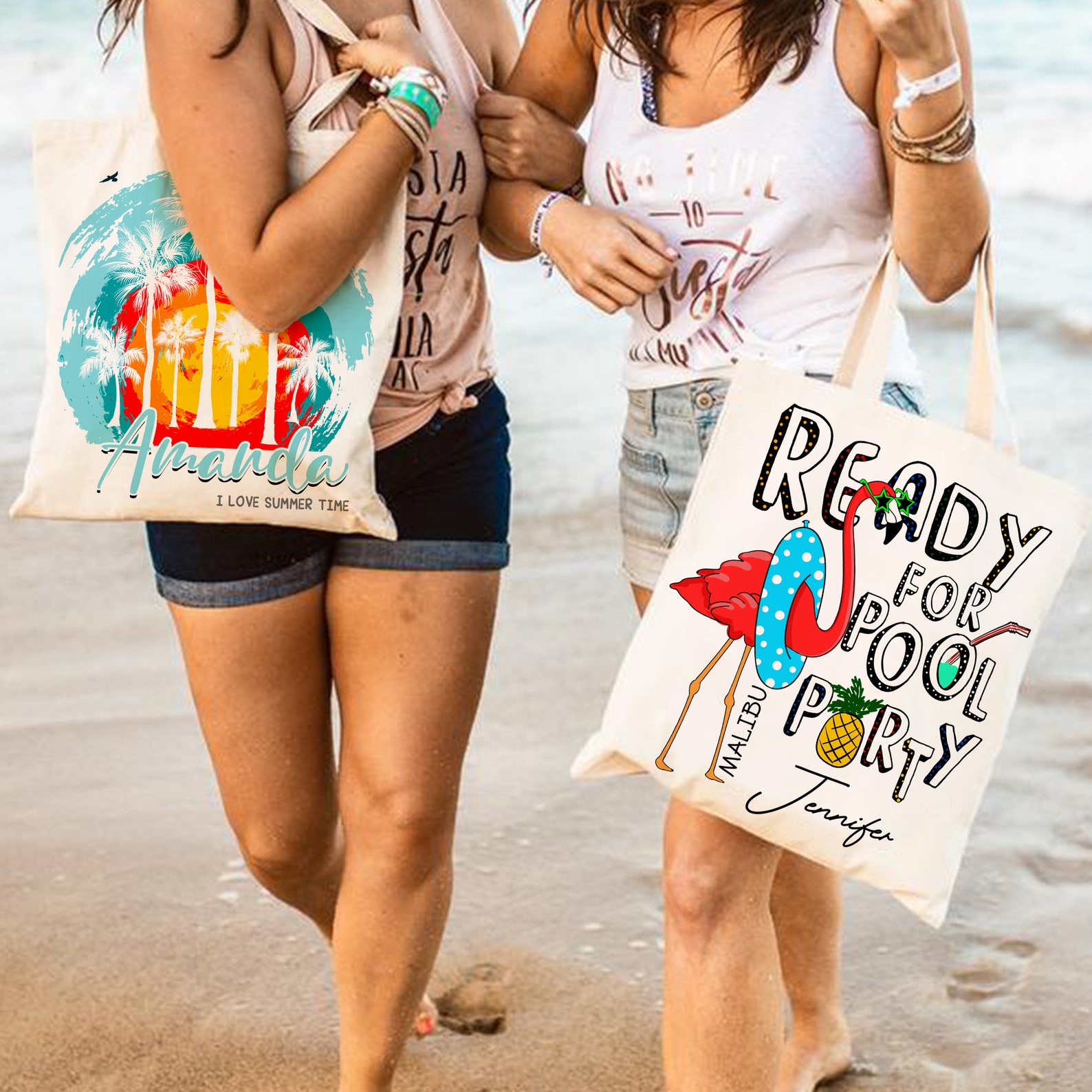 Personalized Beach Tote Bag for Women/girl W/name & Text - Etsy