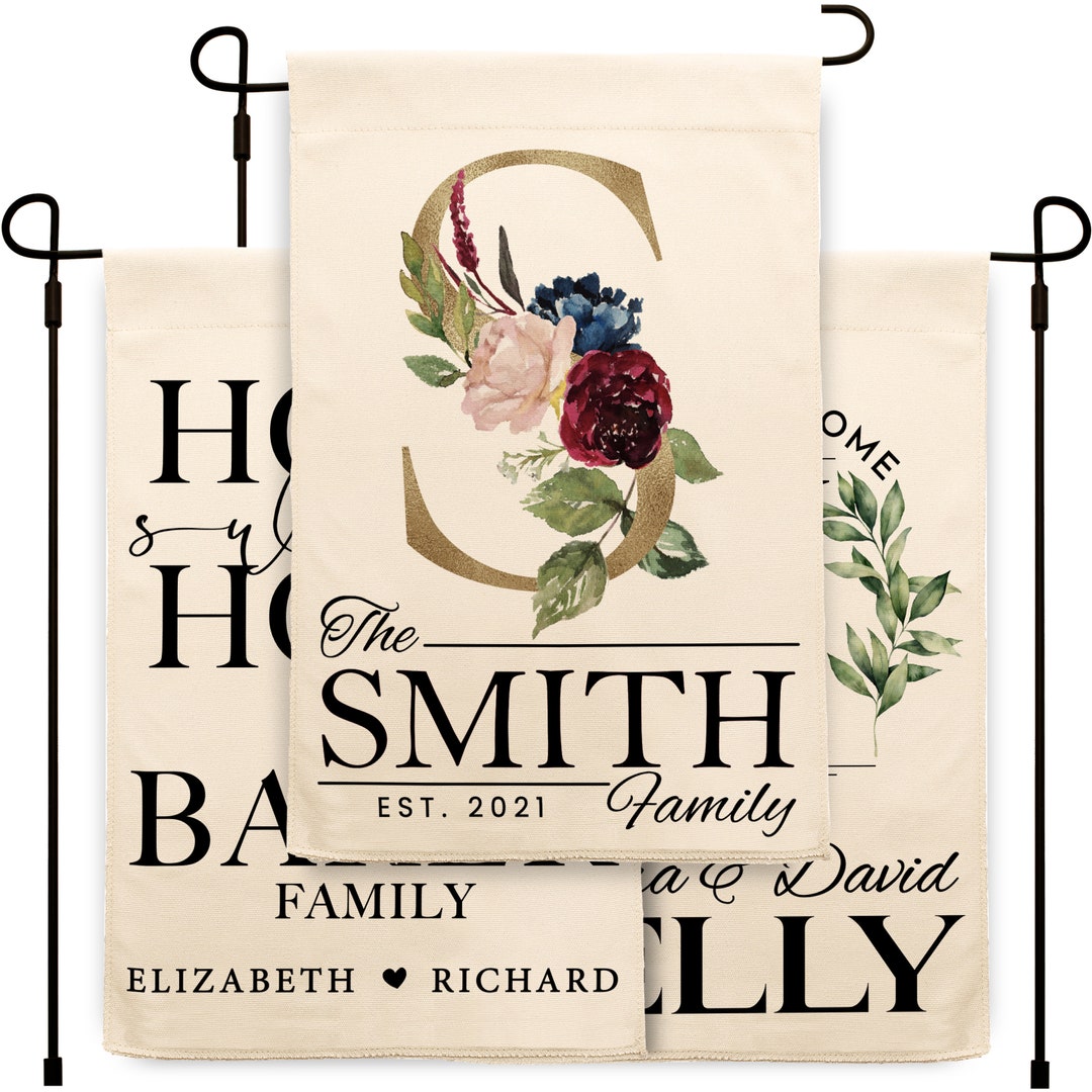 Personalized Family Name Garden Flag: Rustic Welcome Decor - Etsy
