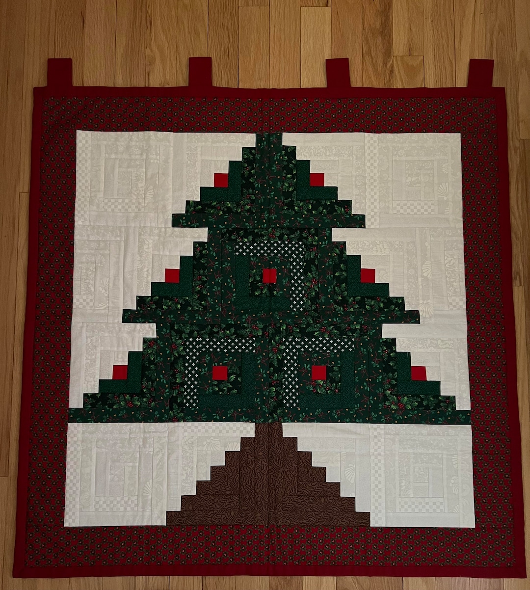 2 Quilted Christmas Wall Hangings, Log Cabin Pattern - Etsy