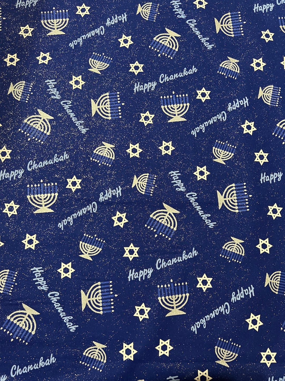 HAPPY Chanukahroyal Blue Background, Metallic Silver Hanukkiahs With ...