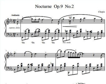 Piano Music Sheets - Nocturne in E-flat Major Opus 9 No. 2 - Easy ...