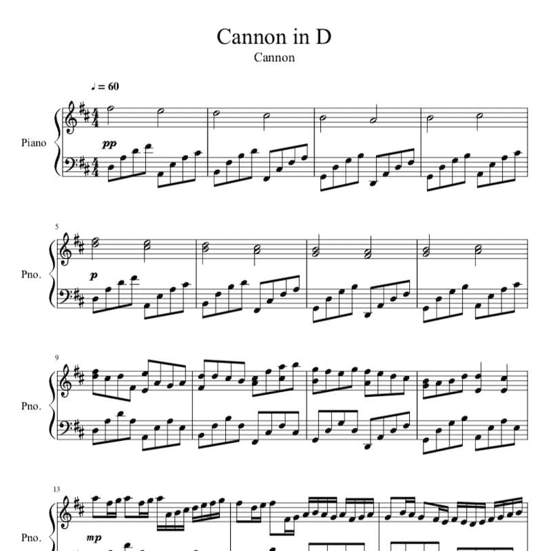 Pachelbel Canon Piano - Etsy