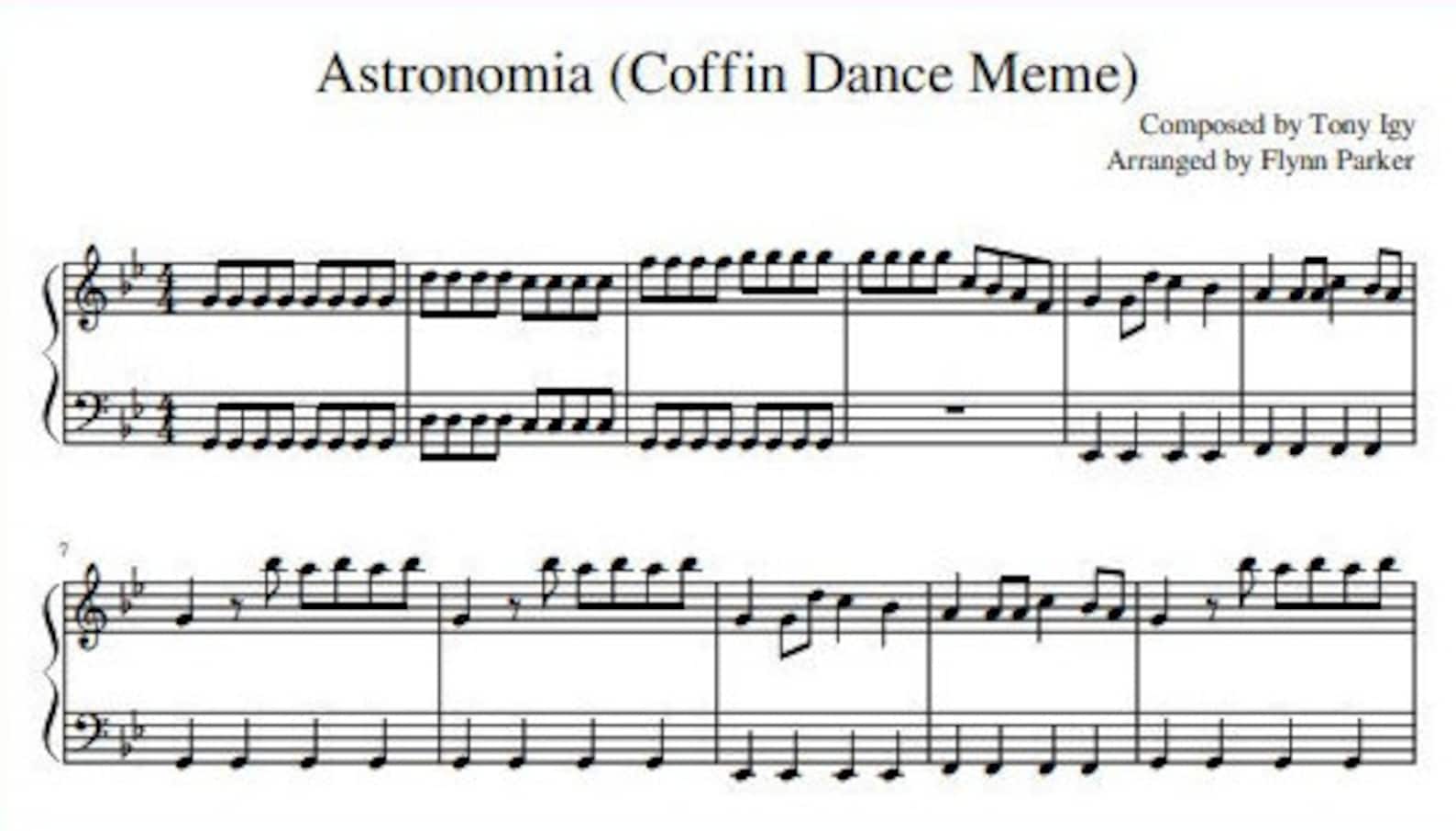 Astronomia Coffin Dance Meme Easy Piano Piano Music Sheets Download By