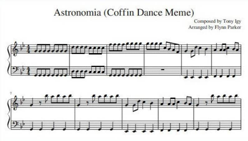 Astronomia Coffin Dance Meme Easy Piano Piano Music Sheets Download By