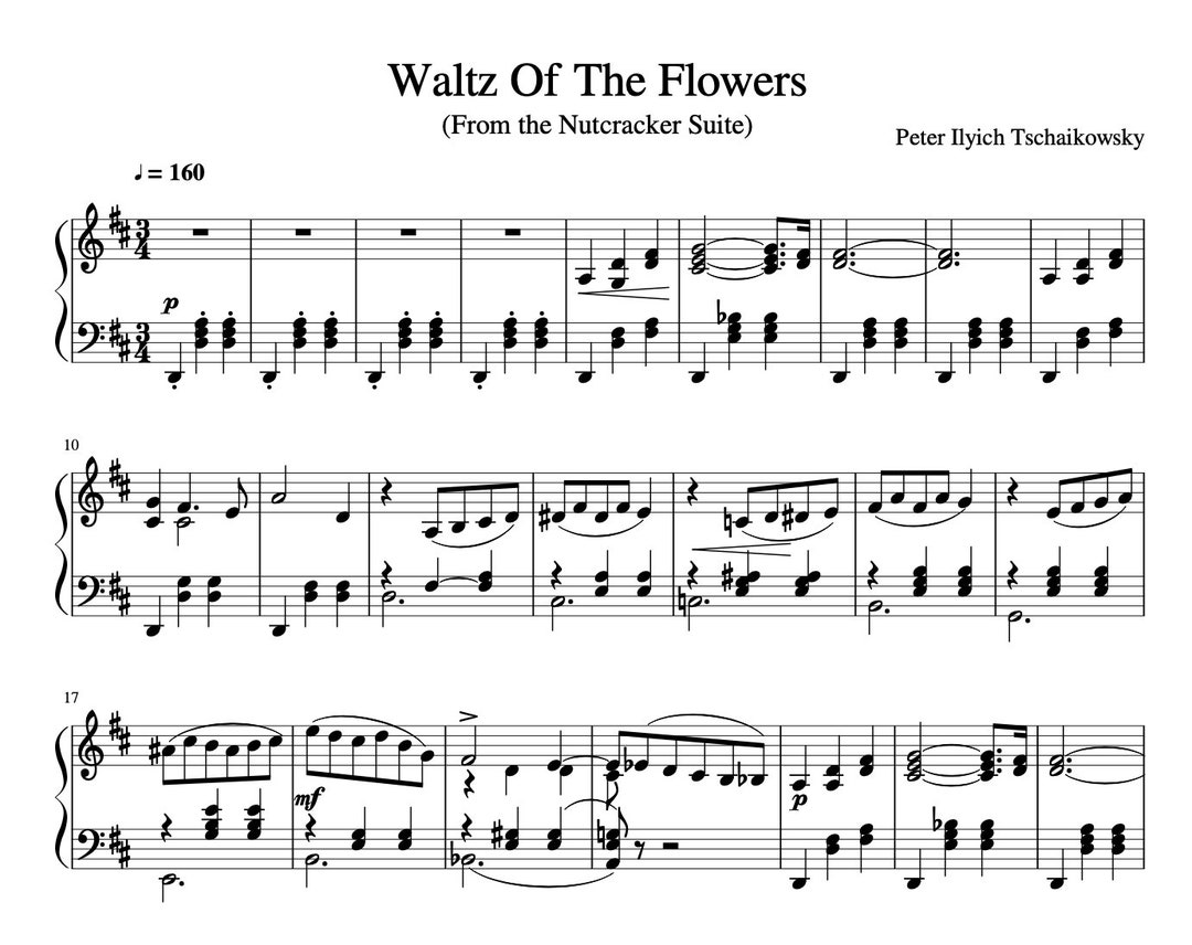 Waltz of the Flowers (the Nutcracker Suite) - Tchaikovsky - Piano Sheet ...