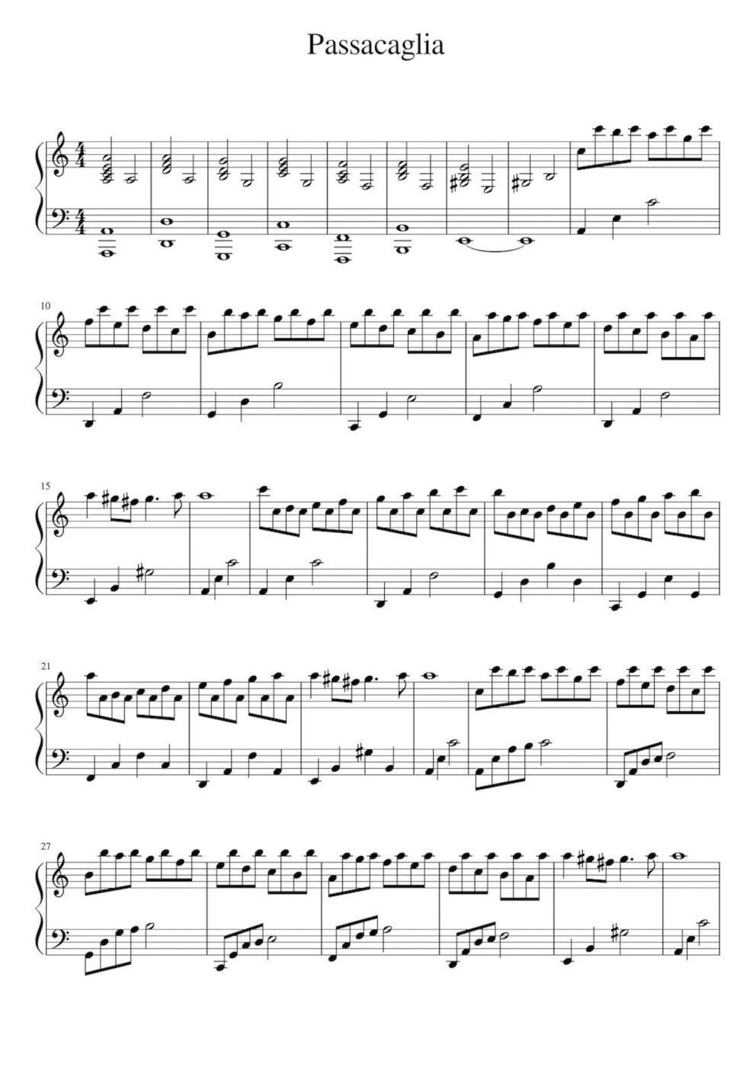 Passacaglia - Handel/halvorsen - Piano Music Sheets Download - Complete ...