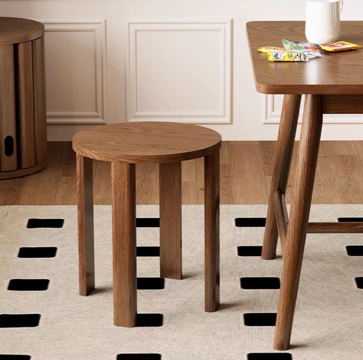 Scandinavian 4-in-1 Stackable Space-saving Wooden Chairs and Side Table ...