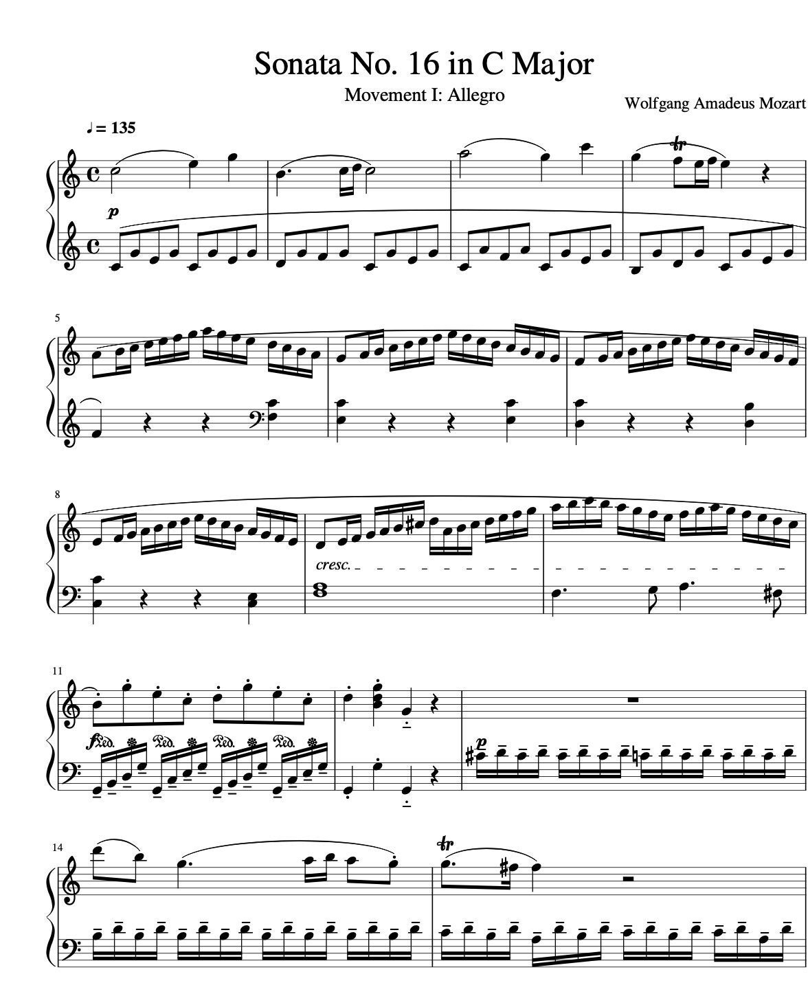 Sonata No 16 In C Major Mozart Piano Sheet Music Download Complete