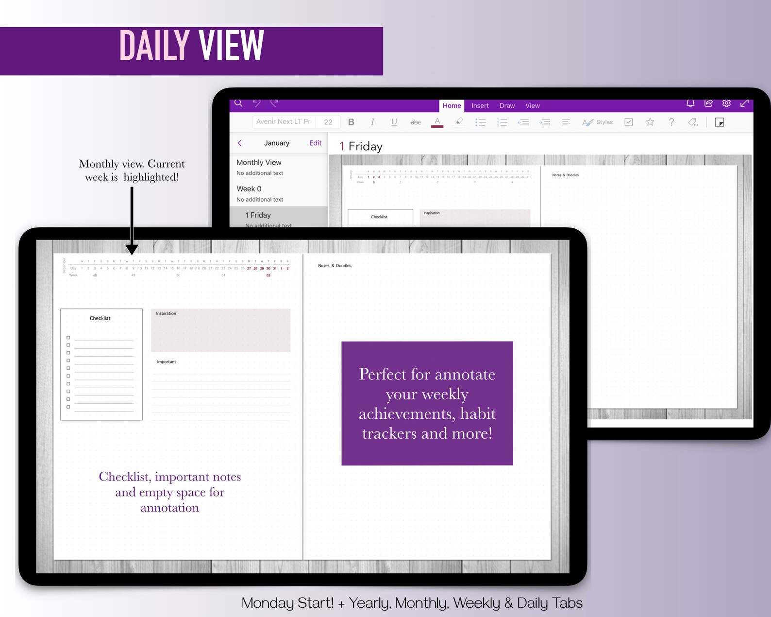 2021 ONENOTE Digital Planner Monday Start BONUS | Etsy