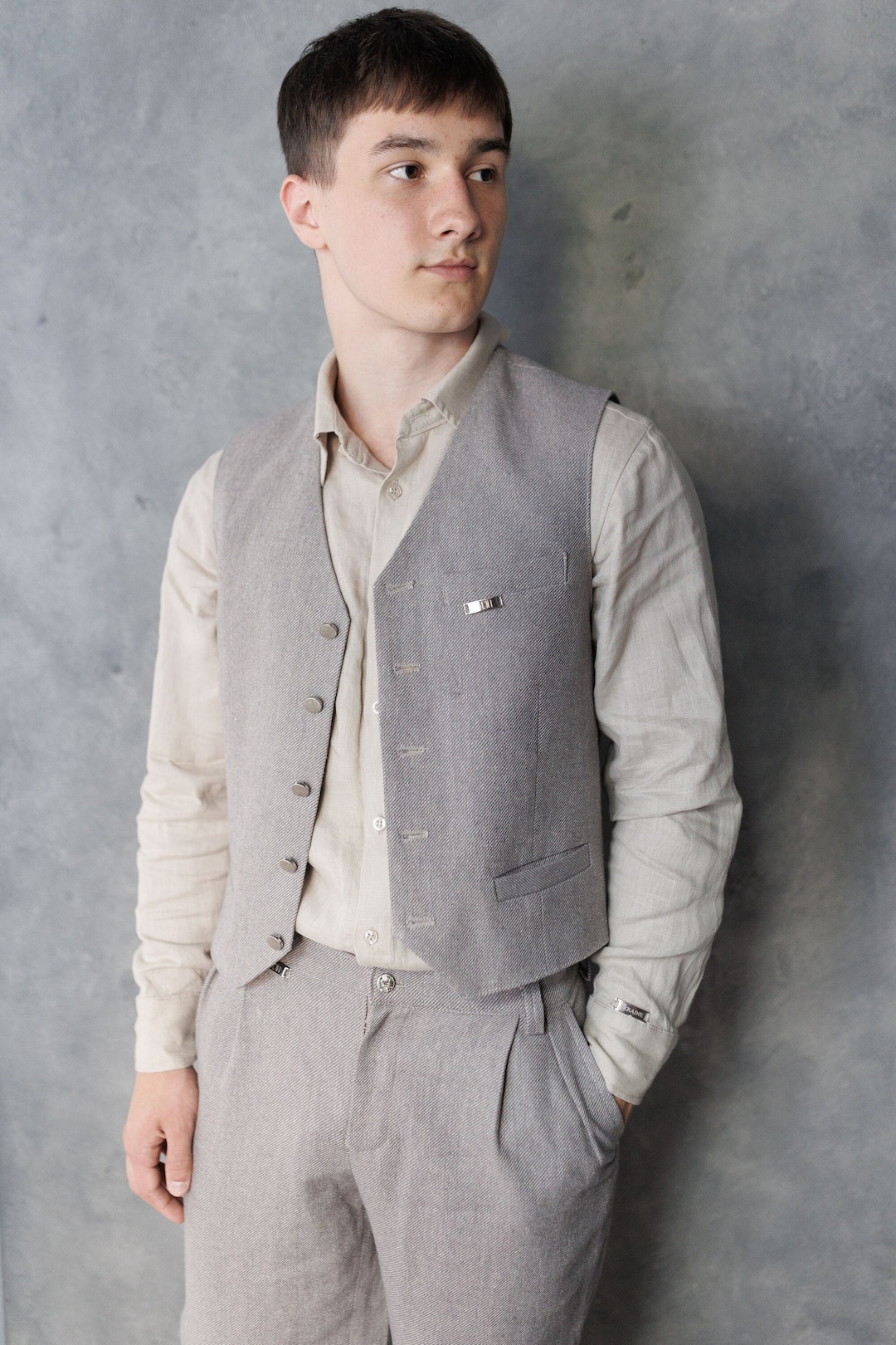 Jacquard Linen Vest, Fall Outfits, Men's Linen Vests, Vests for Men ...