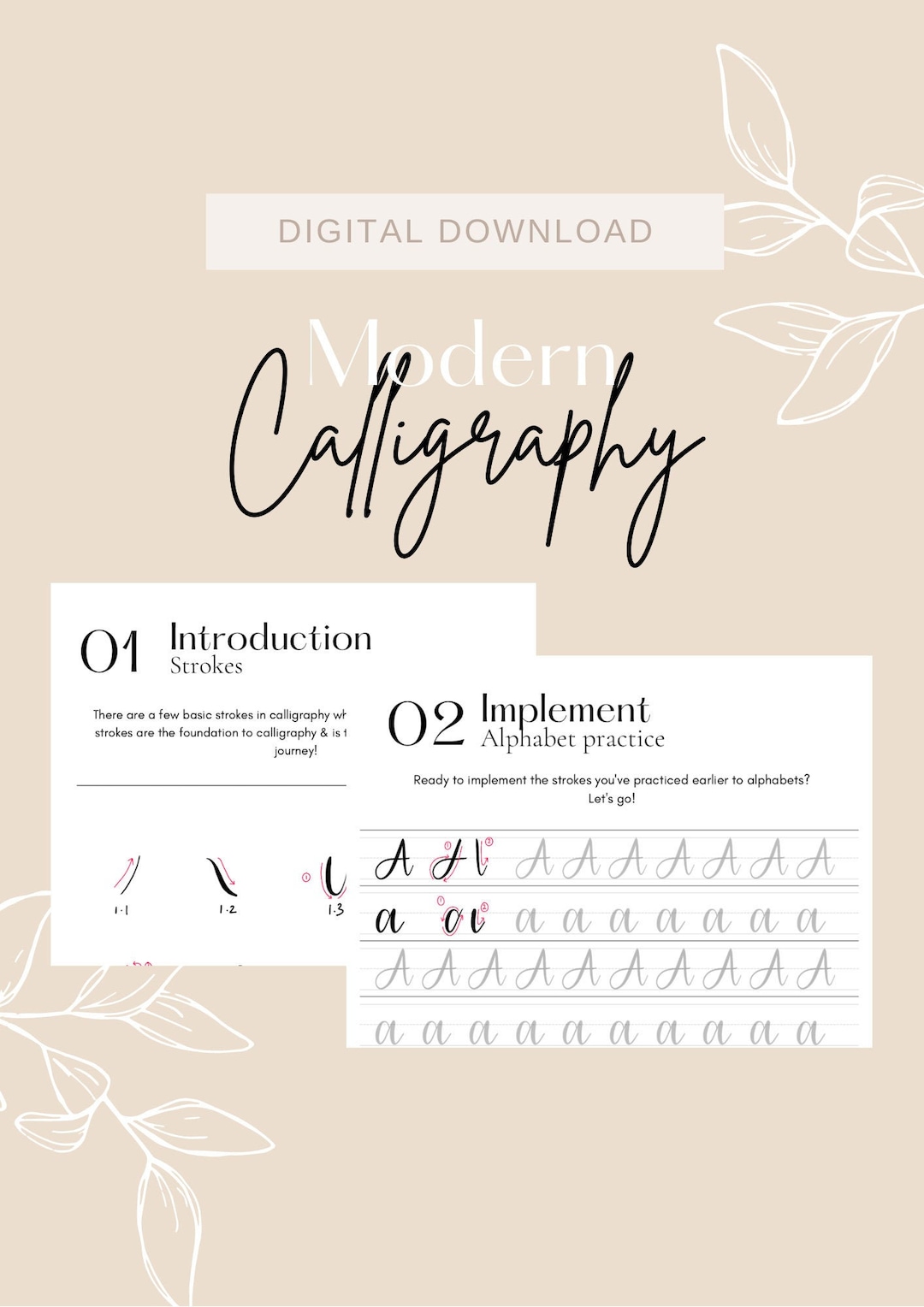 Modern Calligraphy for Beginners - Practice Sheet - Digital Download ...