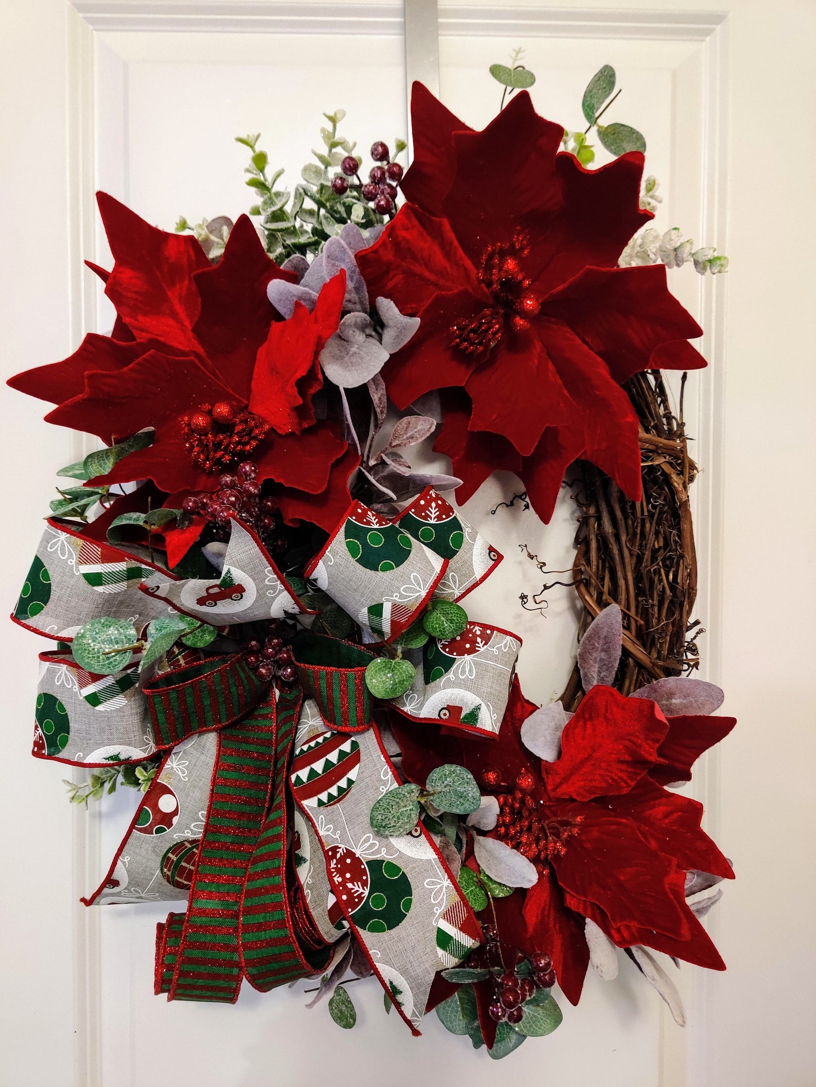 Christmas Poinsettia Wreath - Etsy