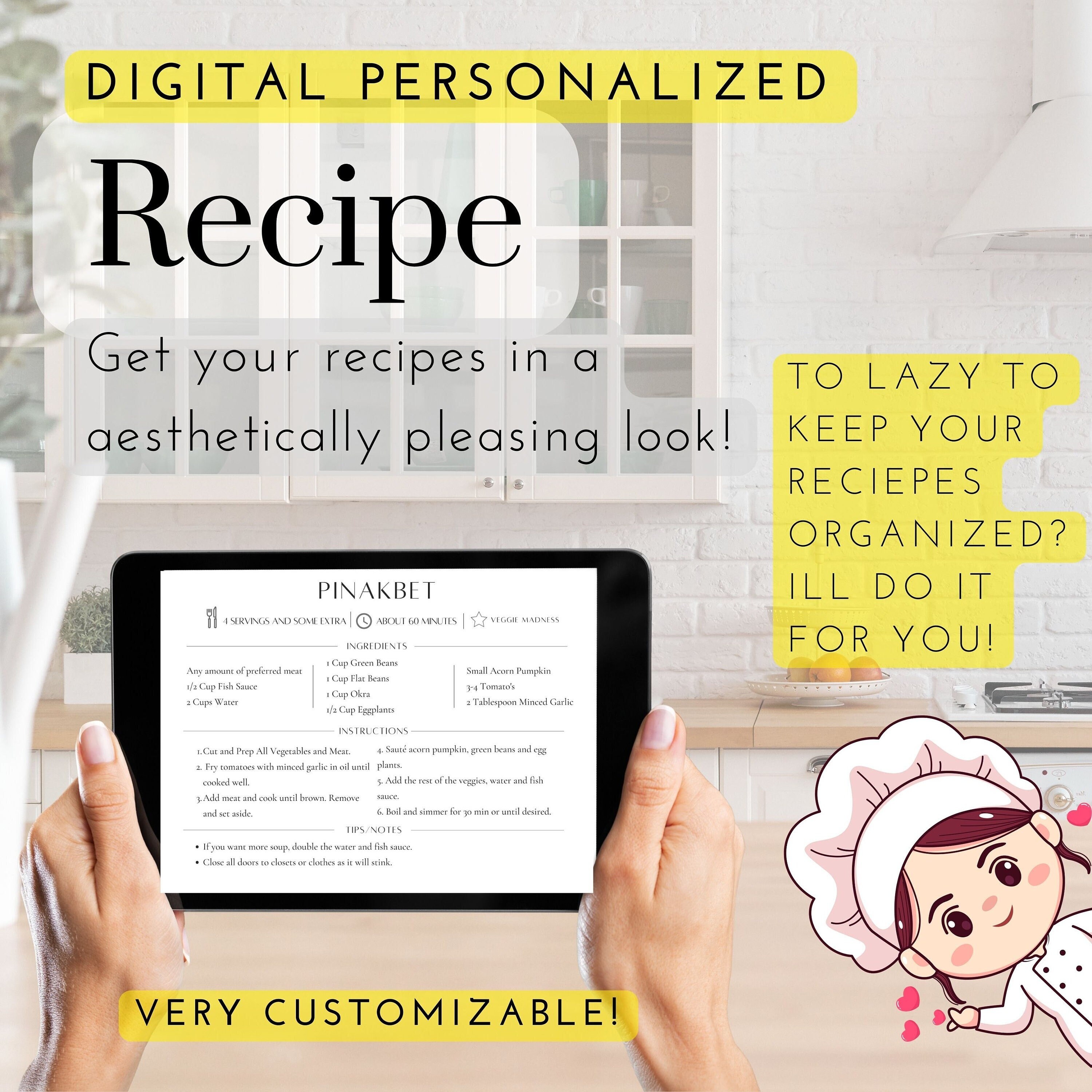 Downloadable Printable Personalized Recipe - Etsy