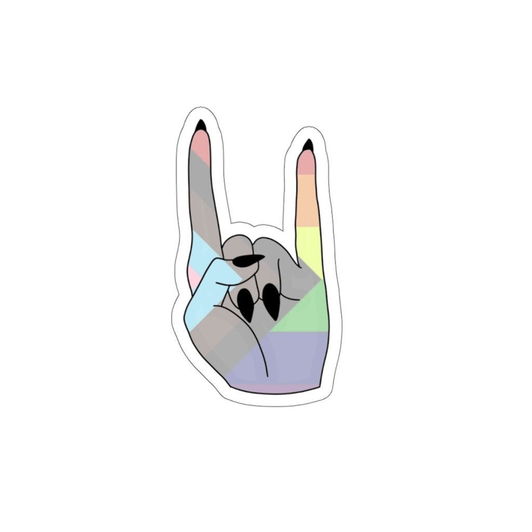 Pride Flag Sticker - 3x3- Rock Hand - LGBTQ+ Sticker - Etsy