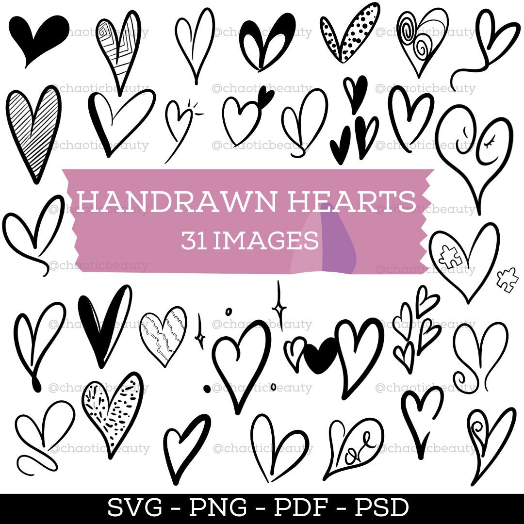 Paquete svg de corazón, psd de corazón, svg de corazón dibujado a mano ...