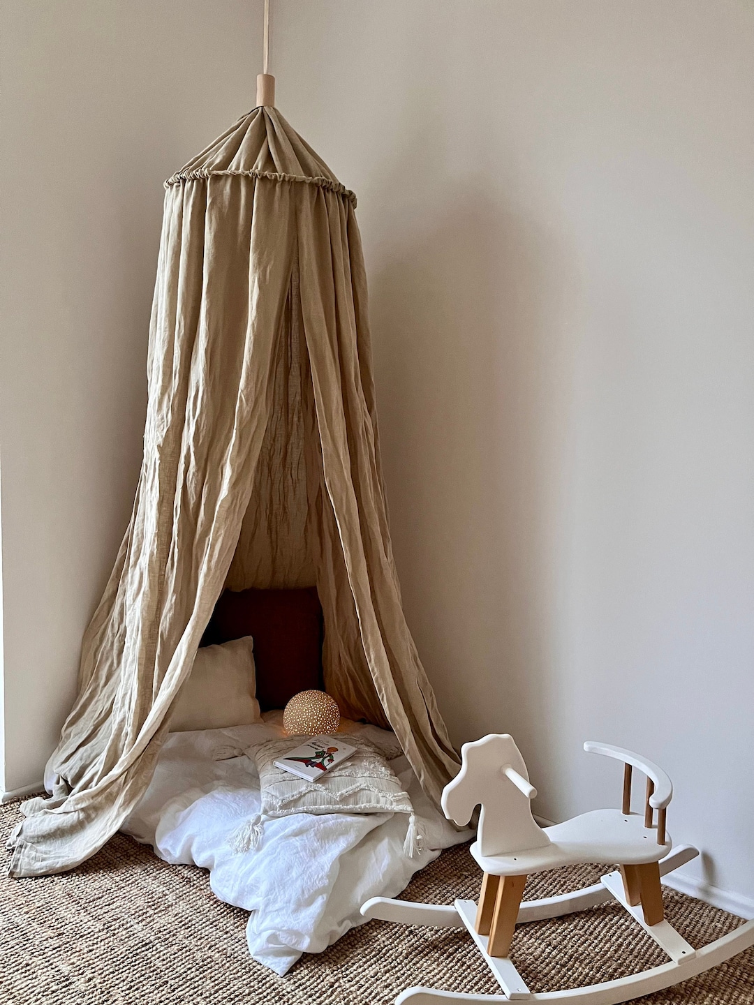 Handmade Linen Crib Canopy, Organic Linen Bed Canopy, Minimalistic Play ...