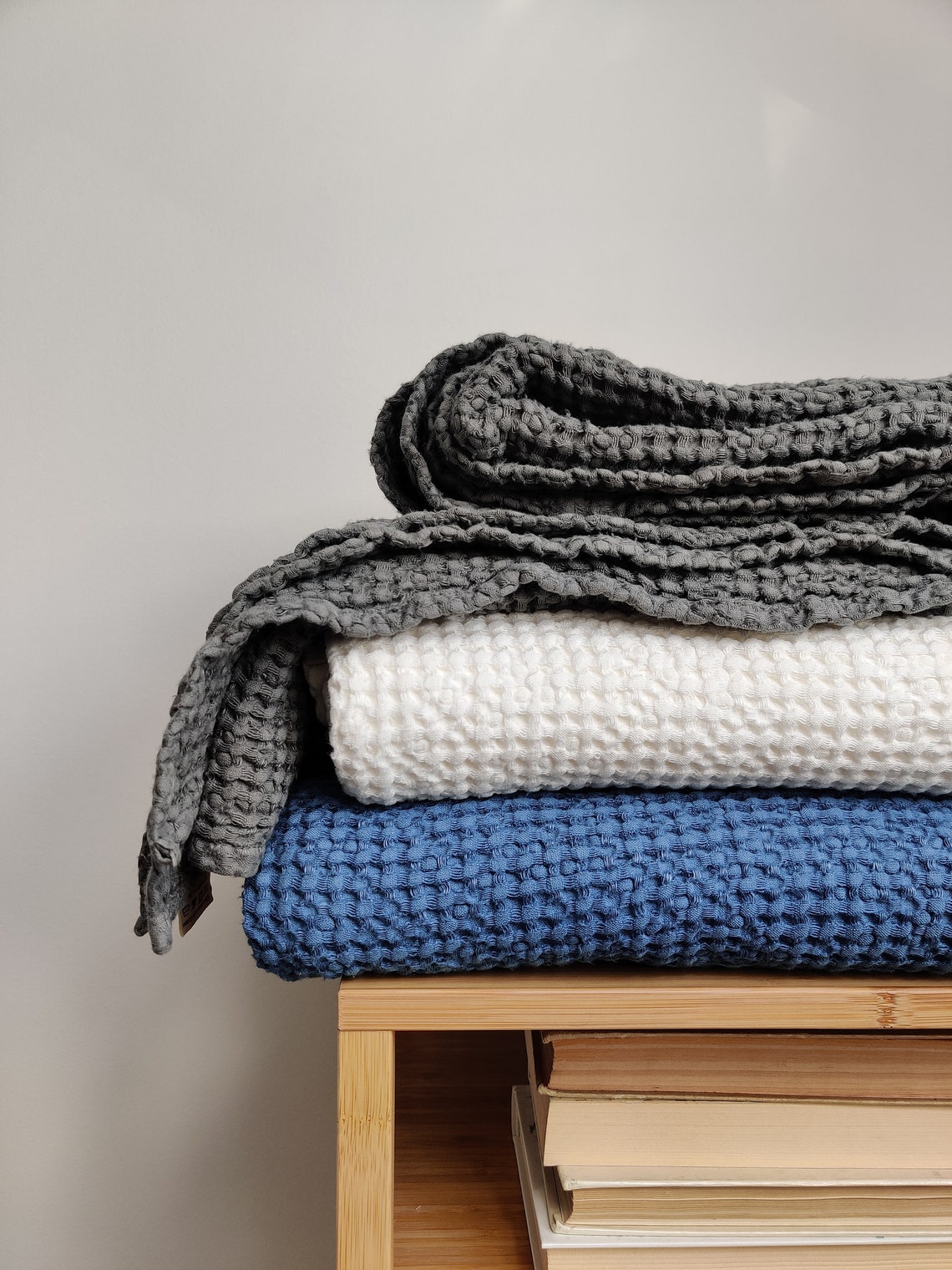 Waffle Linen Blanket in Light Grey. Linen Throw Blanket in in | Etsy