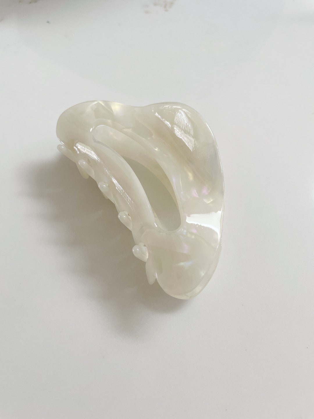 White Marble Claw Hair Clip - Etsy