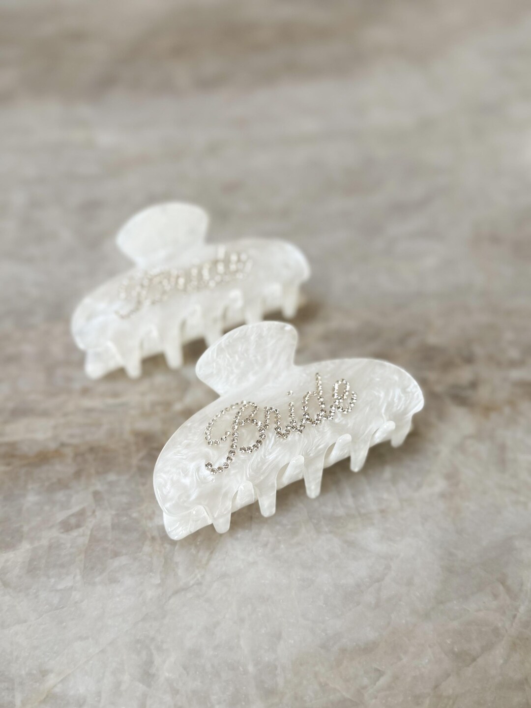 White Marble Claw Hair Clip Bachelorette Hair Claw. Bride Hair Claw ...