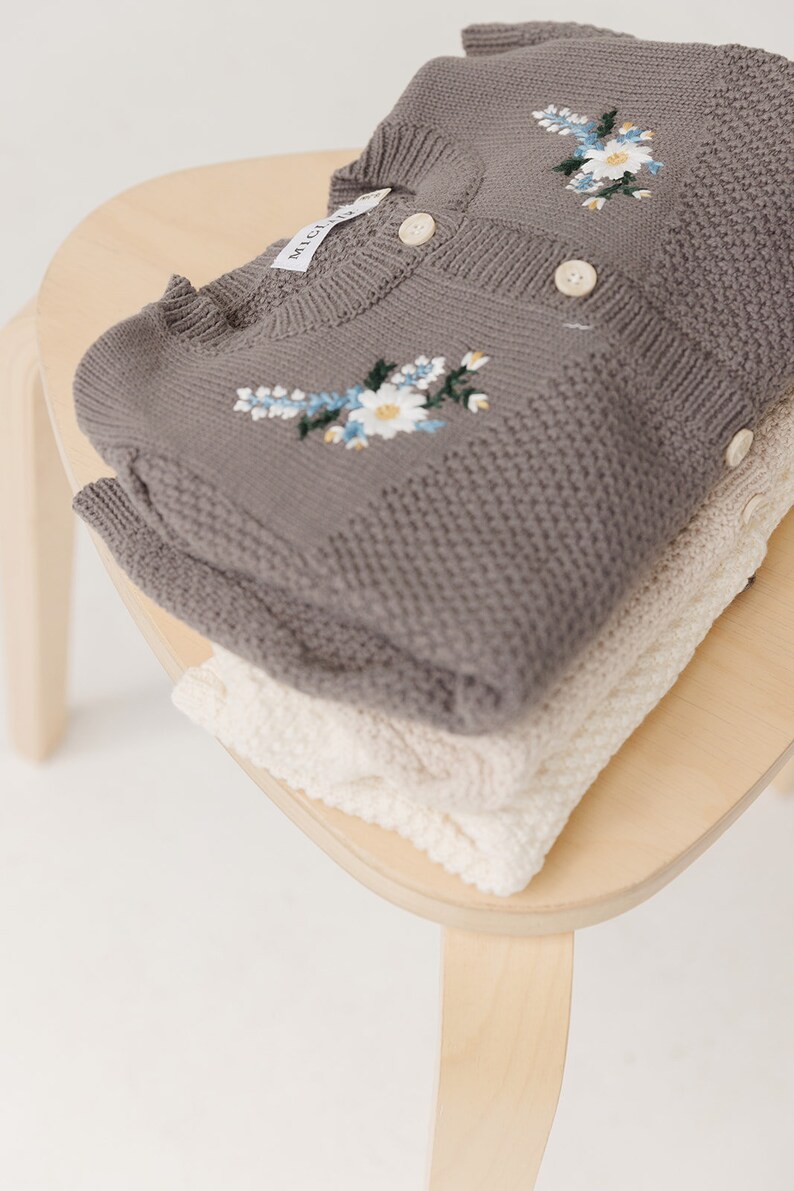 Baby Girl Cardigan. Flowers Embroidered Baby Cardigan. Oversized Baby ...