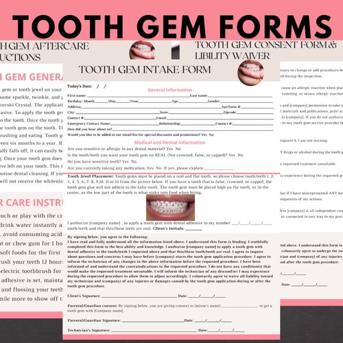Editable Tooth Gem Consent Form Template - Etsy Canada