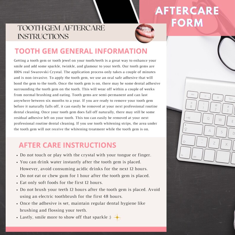 Tooth Gem Consent Form Canva, Editable Tooth Gem Intake, Consent ...
