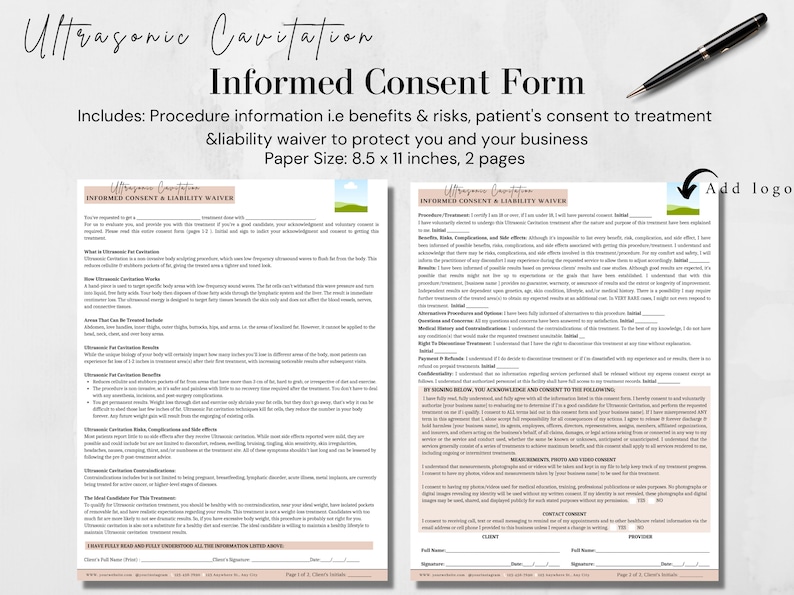 Ultrasonic Fat Cavitation Consent Forms, Body Contouring, Body ...