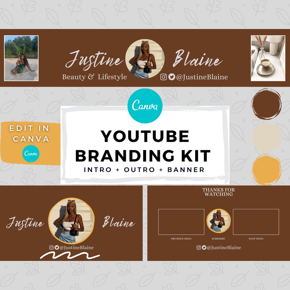 Custom Animated Youtube Intro, Outro, Banner Youtube Branding Kit ...