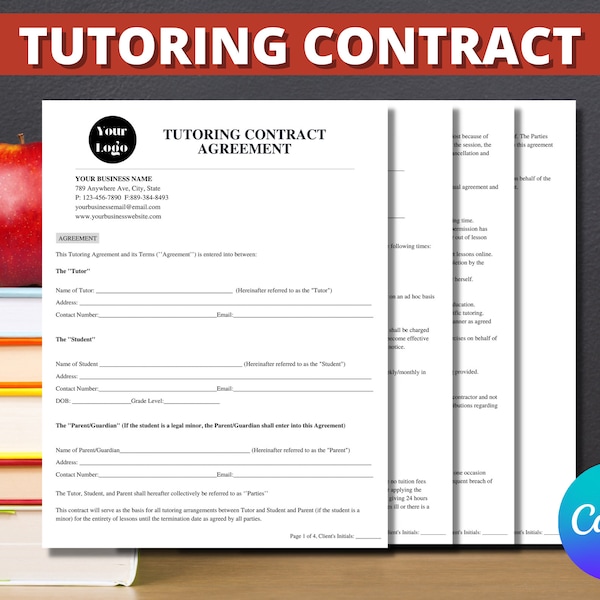 Tutoring Service Contract for Student - Etsy