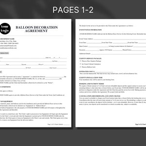 Balloon Artist Contract Agreement Template, Balloon Decor Decoration ...