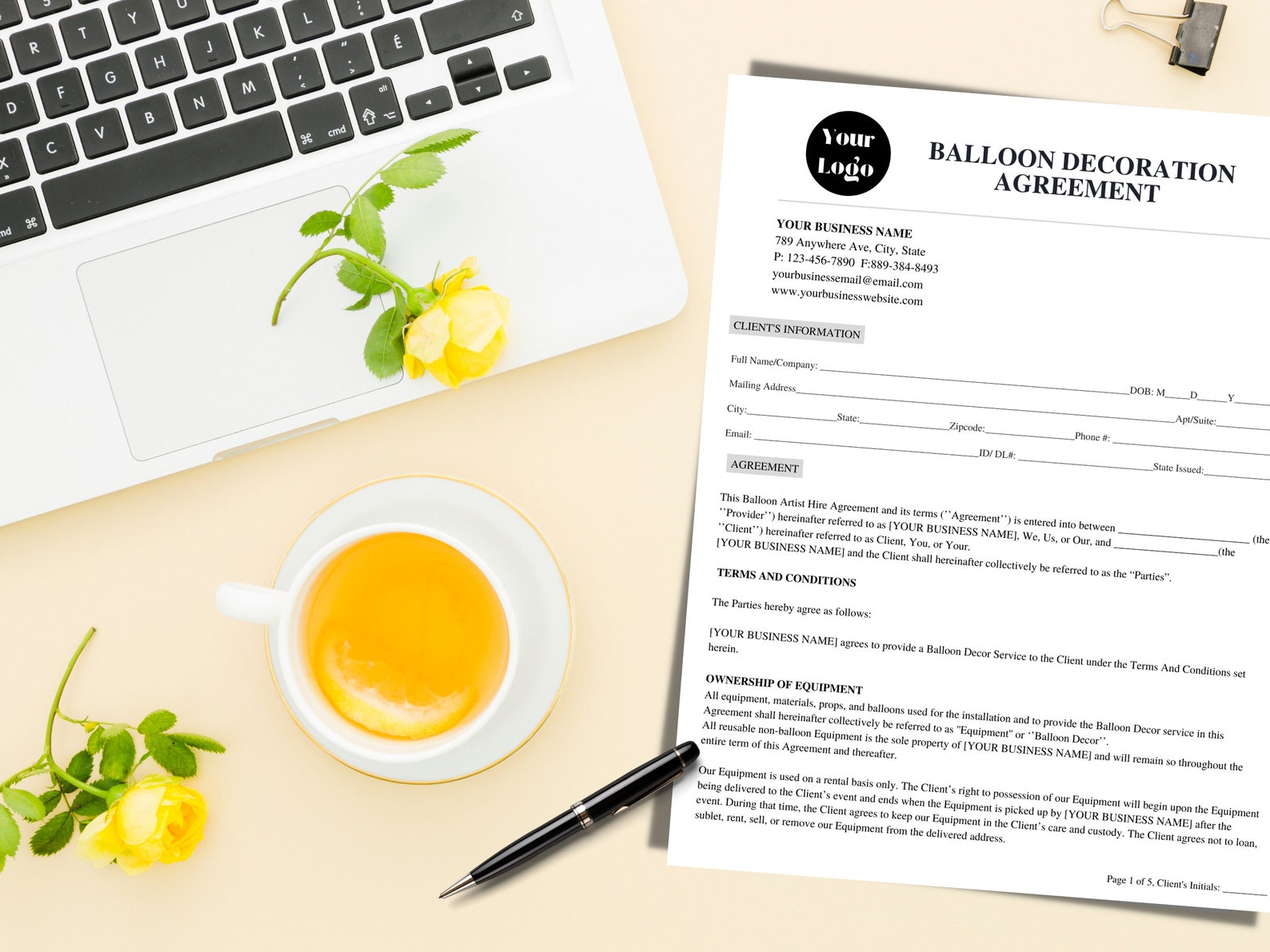 Balloon Artist Contract Agreement Template, Balloon Decor Decoration ...