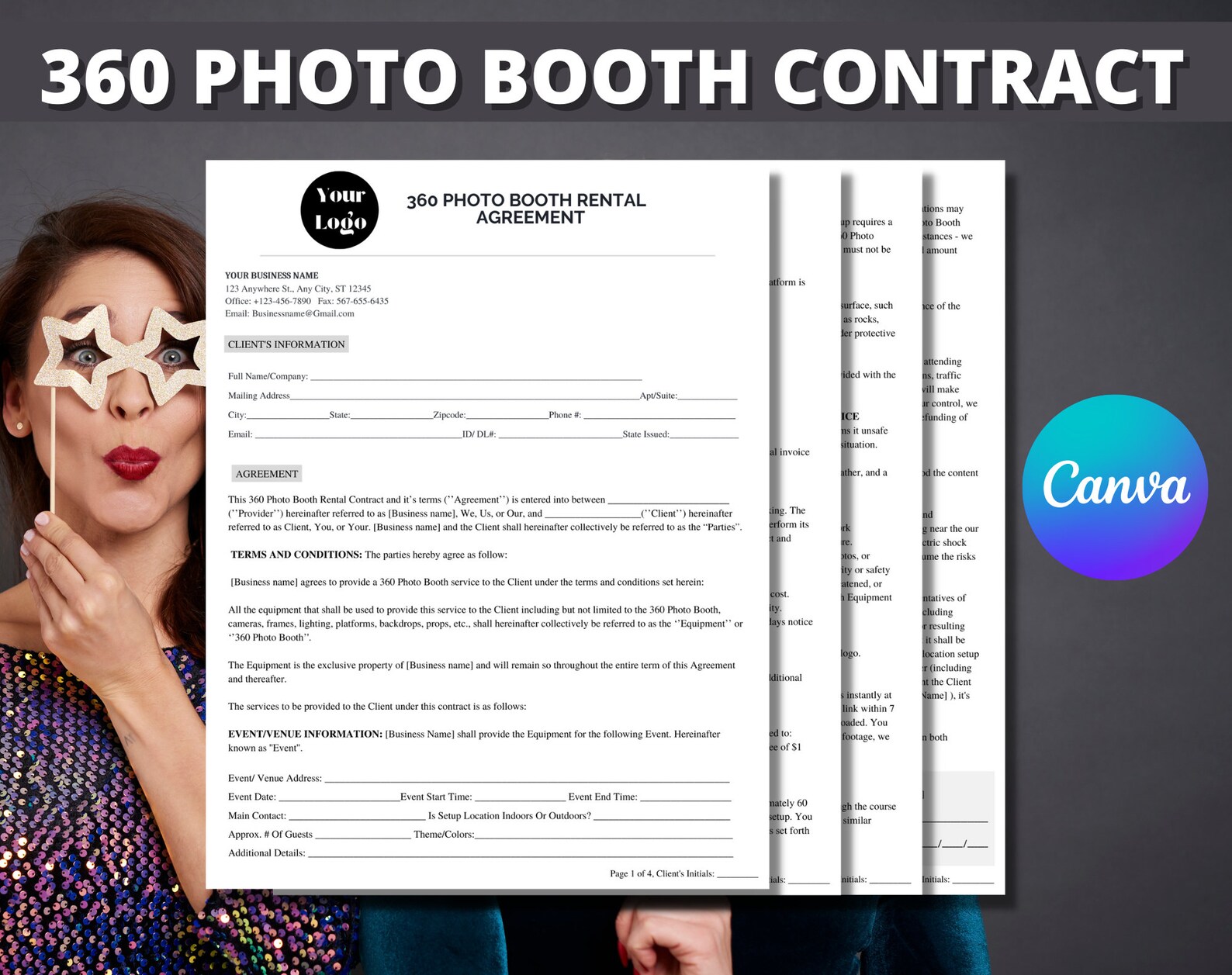 360 Photo Booth Contract Template 360 Photo Booth Rental Etsy