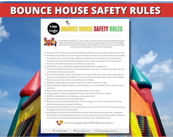 Bounce House Rules Inflatable Safety Rules Bounce House - Etsy