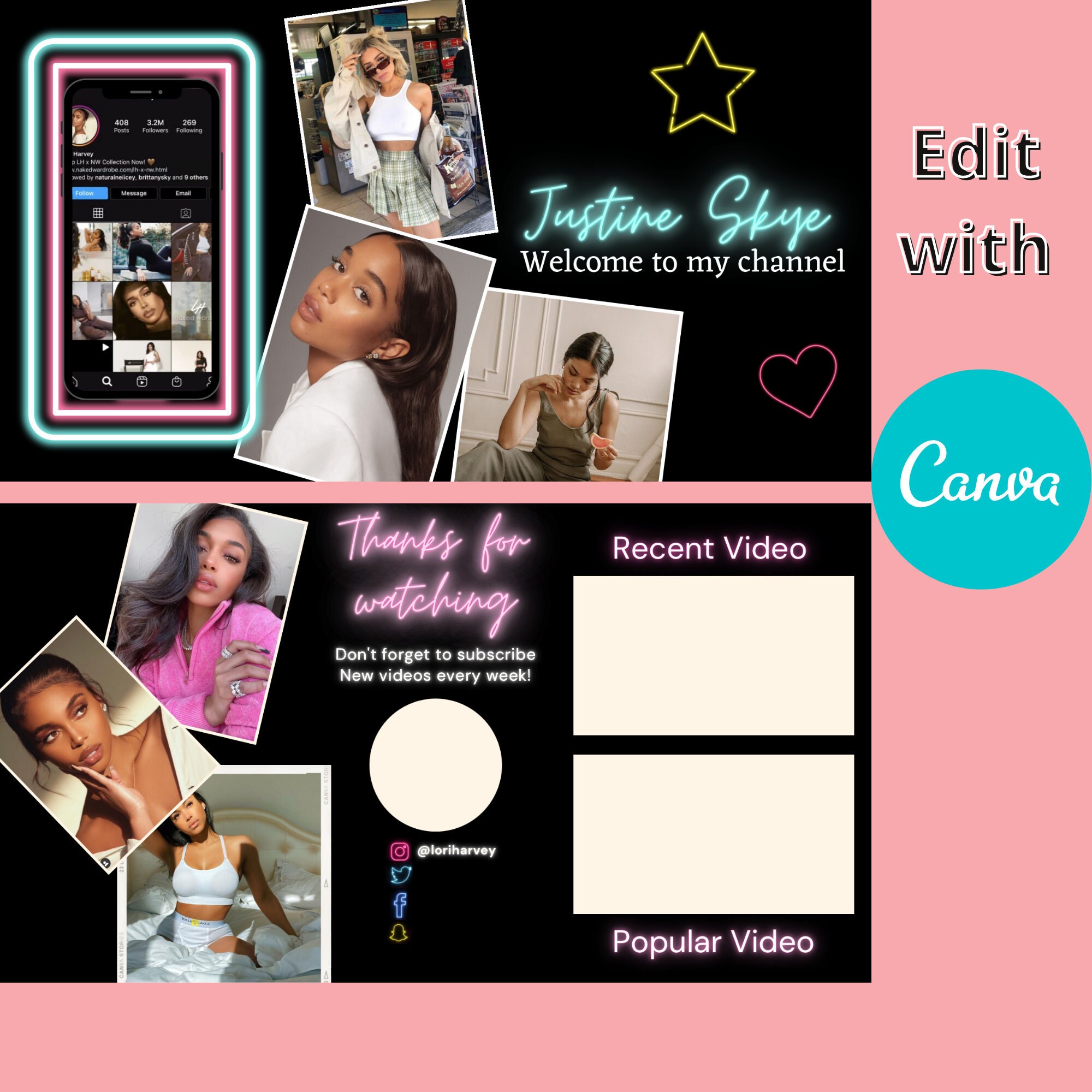 Neon Youtube Branding Kit, Neon Youtube Template, Animated Neon Youtube ...