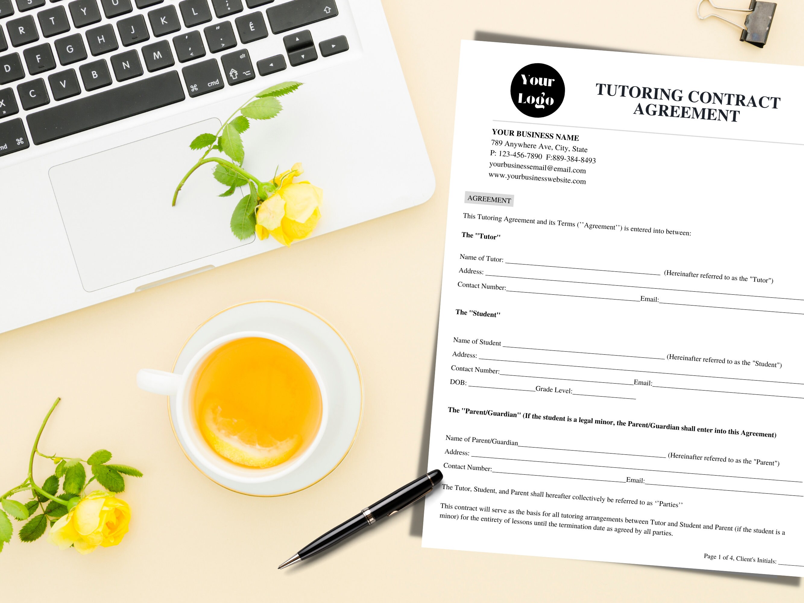 Tutoring Contract Agreement Template, Tutor Contact, Private Tutoring ...