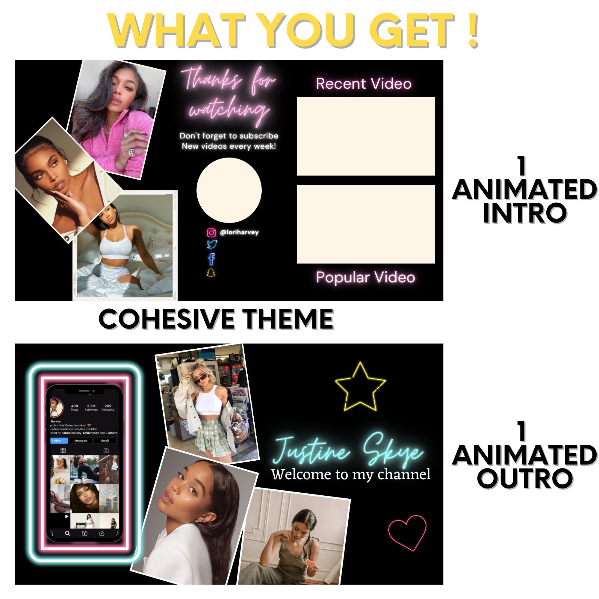 Neon Youtube Branding Kit, Neon Youtube Template, Animated Neon Youtube ...