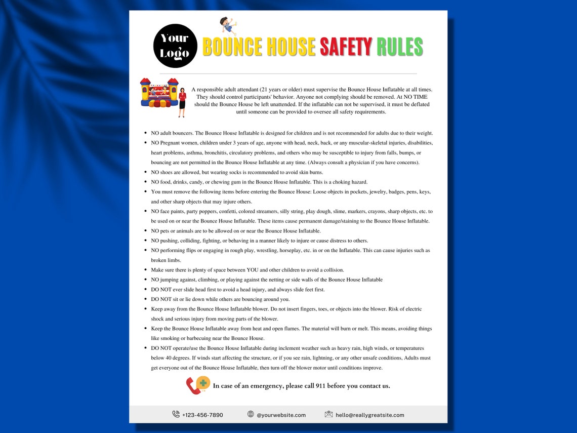 Bounce House Rules, Inflatable Safety Rules, Bounce House Safety Rules ...
