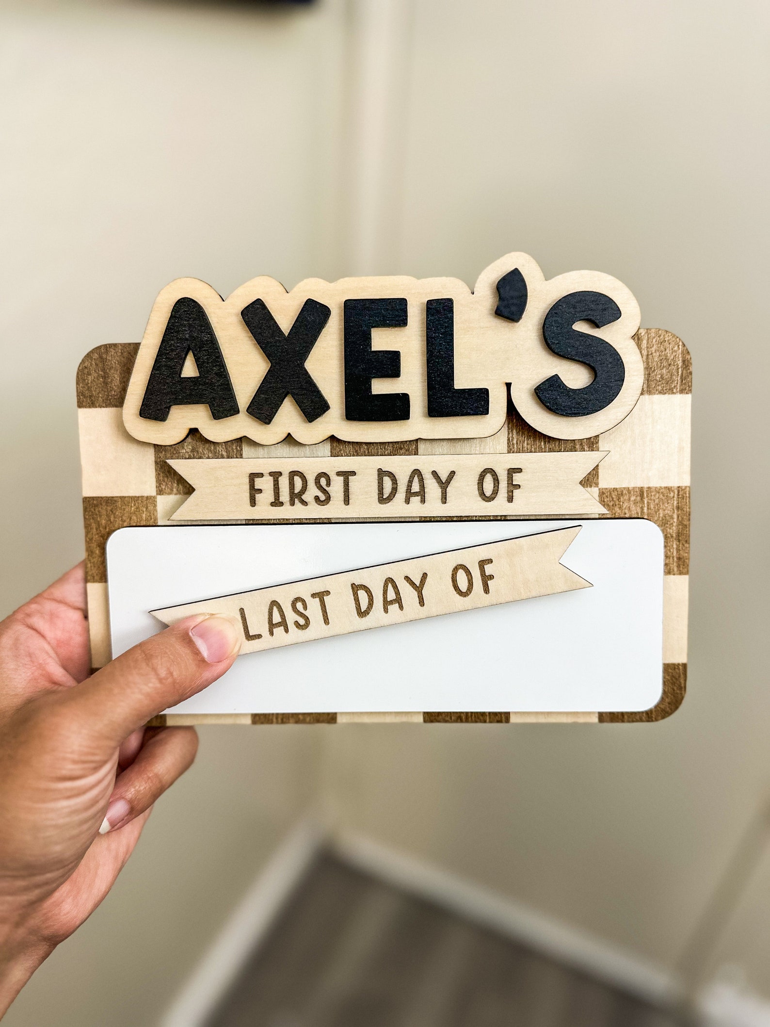 Checkered First Day of School Sign Interchangeable Names Back to School ...