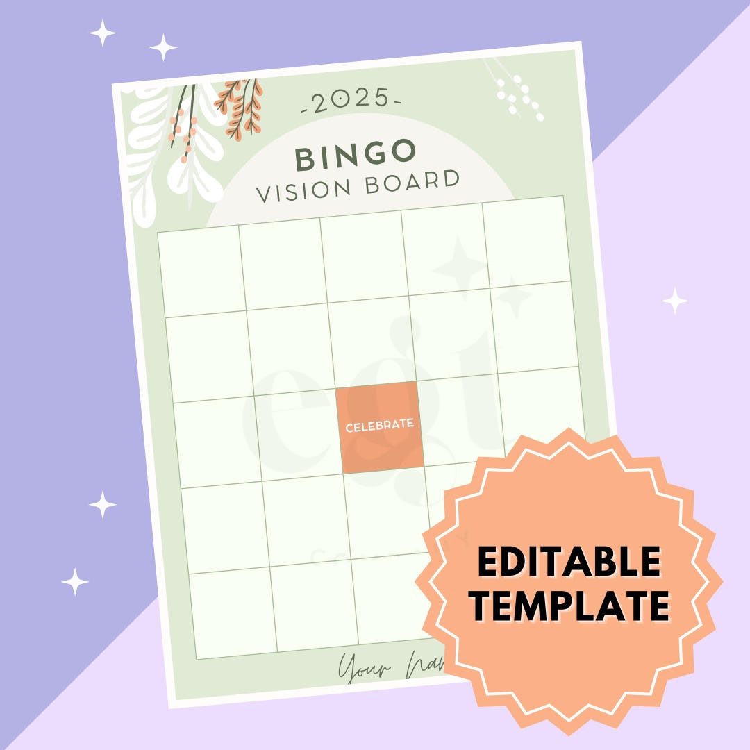 2025 Bingo Card | Vision Board | Goal Planning | Vision Board Party ...