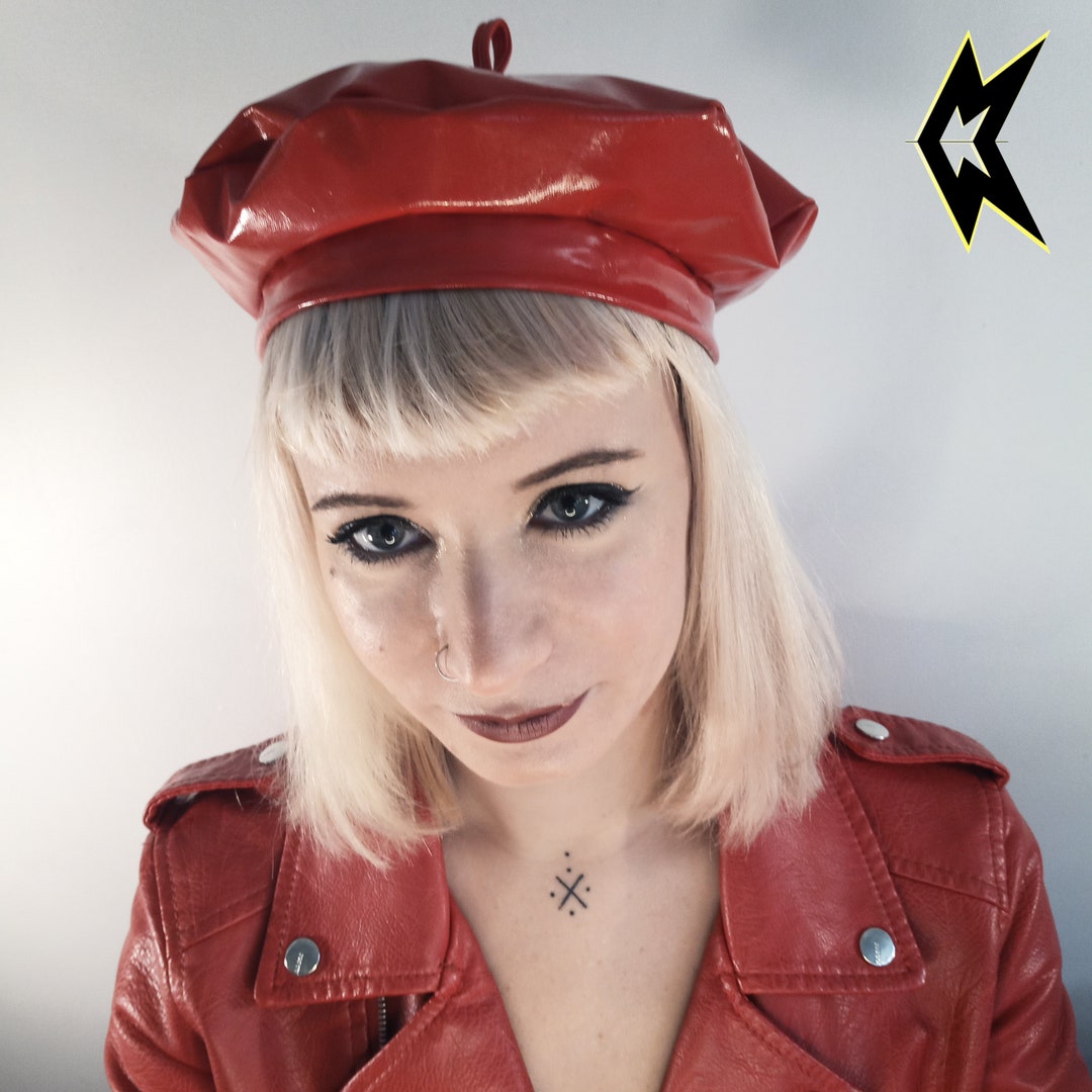 Red Vinyl Beret French Hat - Etsy