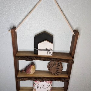 Rustic Hanging Ladder Shelf 1, 2, or 3 Shelves With or Without Live ...